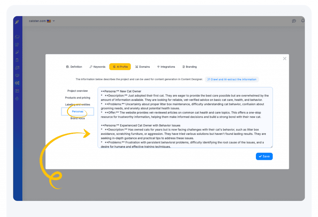 AI Profile feature in NEURONwriter. - NEURONwriter - Content optimization with #semanticSEO