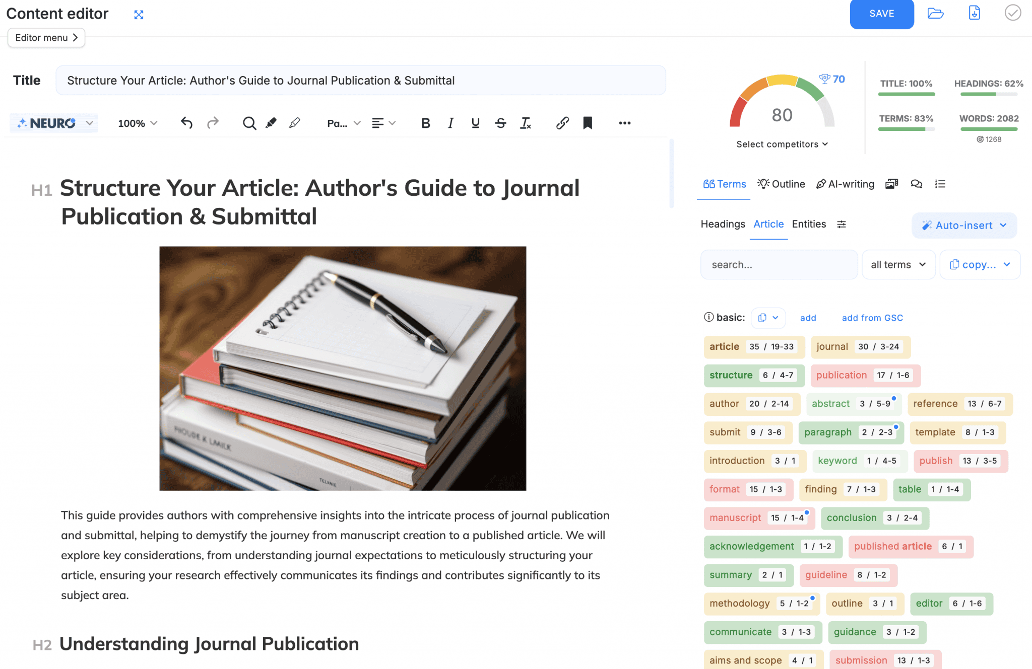 Neuro – Your AI Writing Assistant - NEURONwriter - Content optimization with #semanticSEO