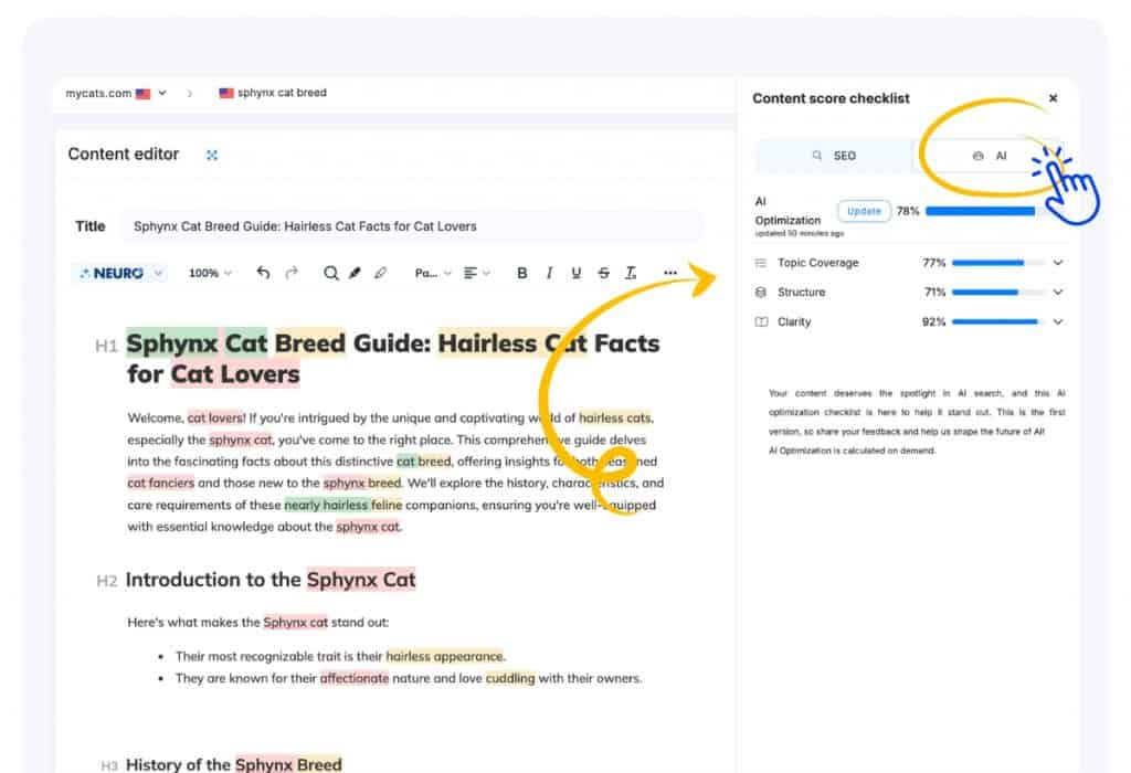 AI Score in NEURONwriter. - NEURONwriter - Content optimization with # ...